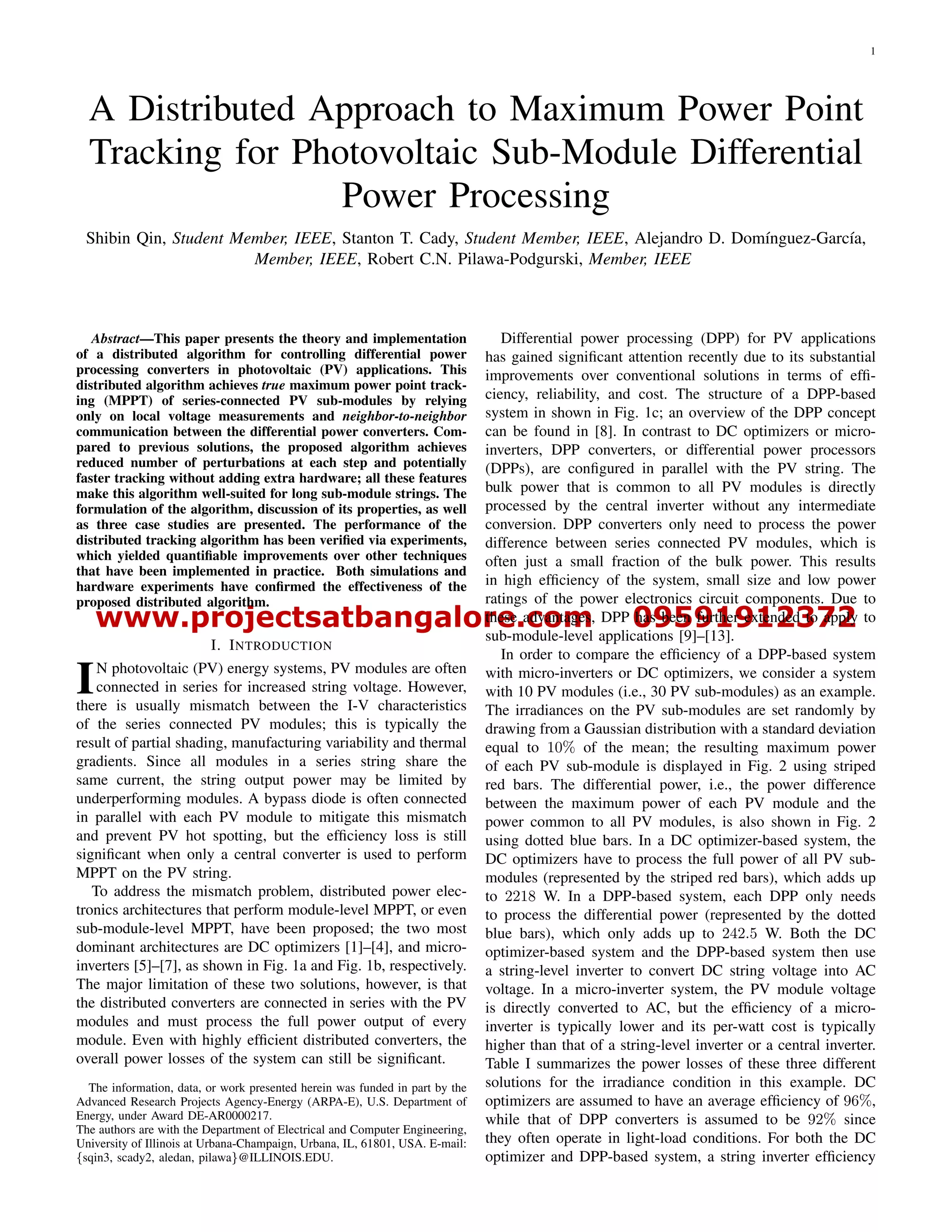 A Distributed Approach to Maximum Power Point Tracking for Photovoltaic Sub-Module Differential ...