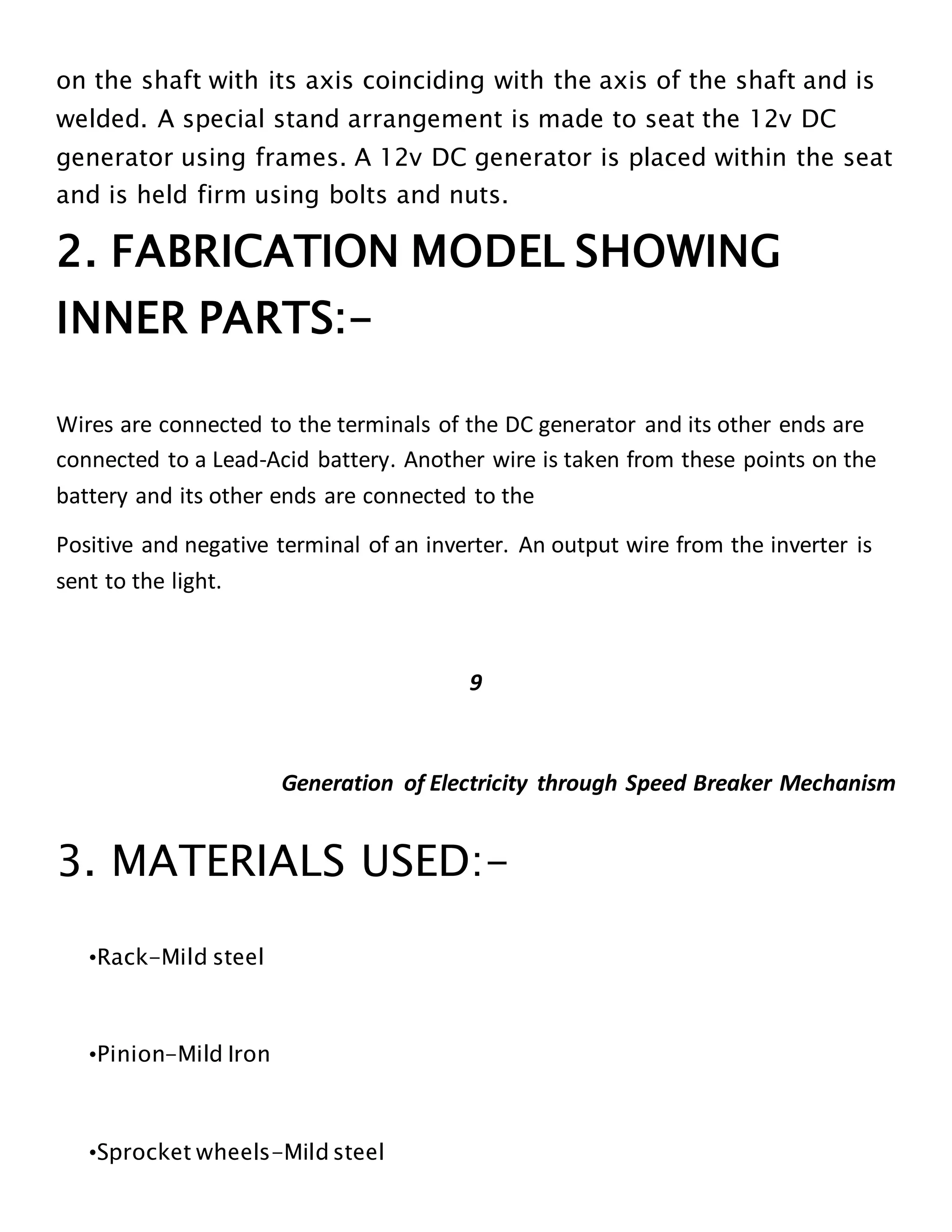 Generation of electricity through speed breaker mechanism(AVANTHI CLG ...
