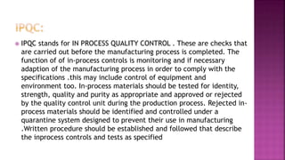 Manufacturing Flow Chart And IPQC Test Of SUSPENSION | PPTX