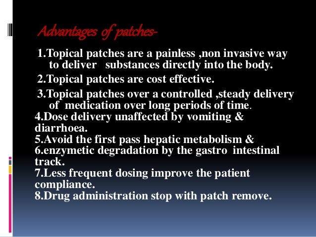 Transdermal Patches Of Drug Delivery System