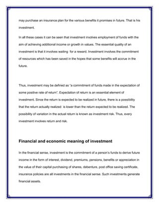 INVESTMENT PATTERN REPORT | DOCX