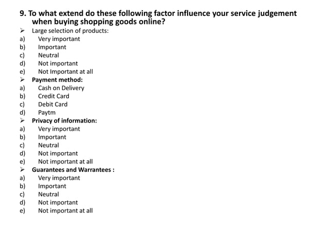 survey on online v/s offline shopping | PPTX | Shopping