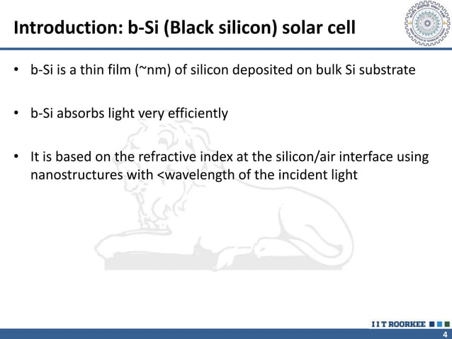 Black silicon(b-Si) solar cell | PPTX | Physics | Science