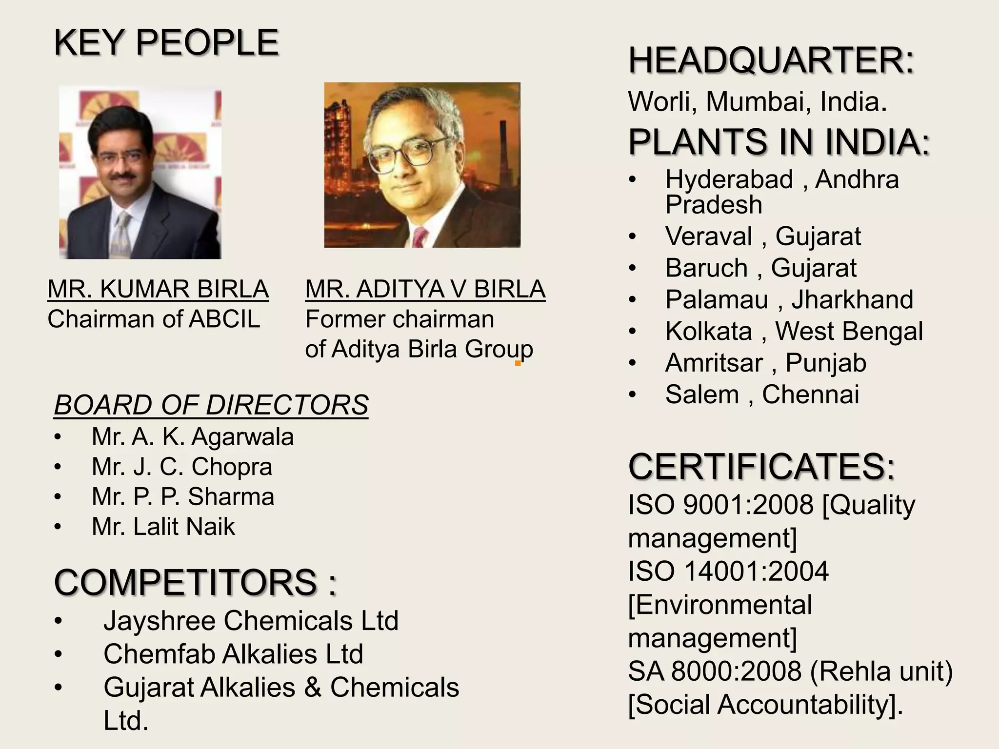 Aditya birla chemicals india ltd (ABCIL) | PPTX