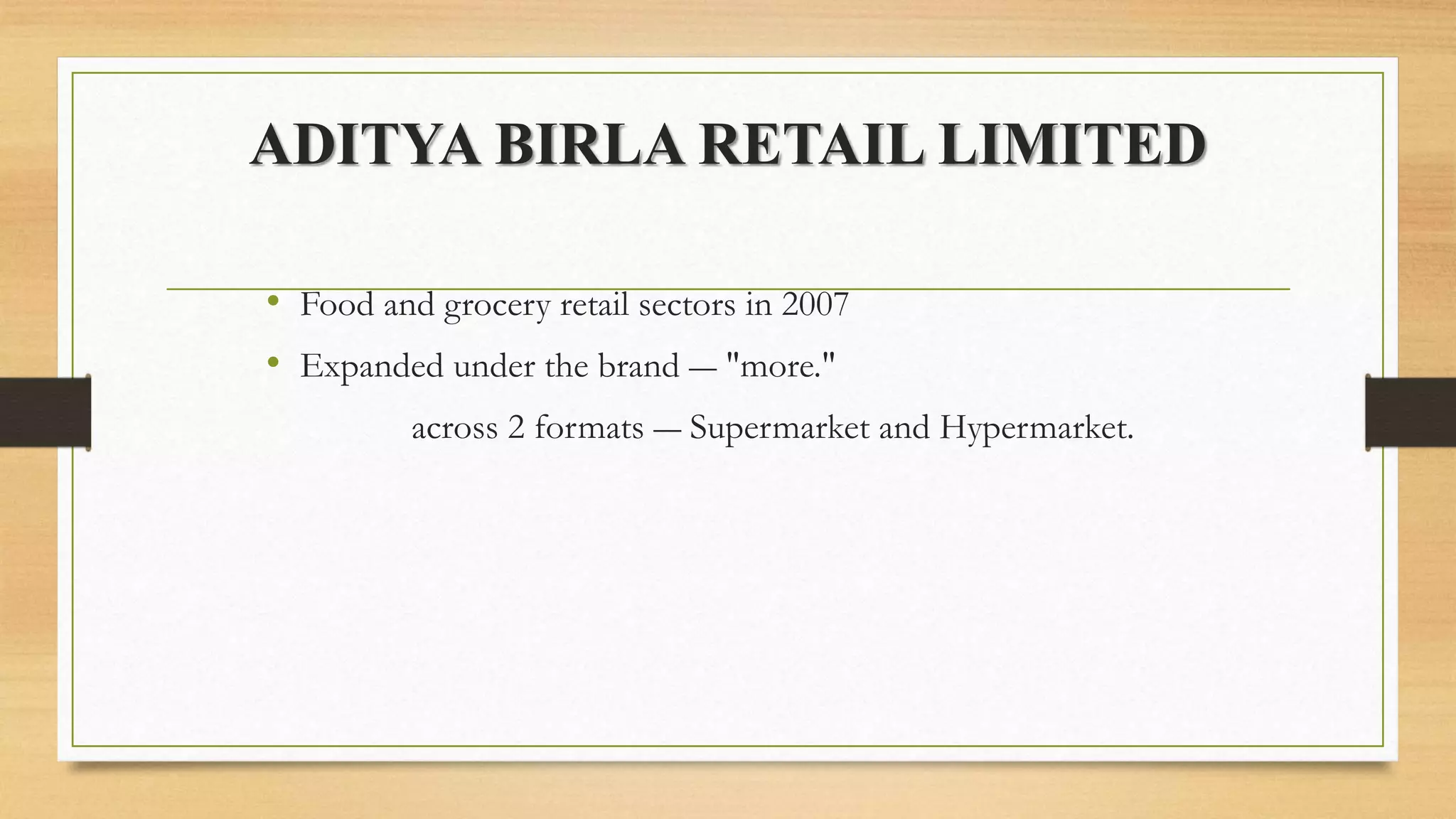 Aditya Birla Group in Retail Sector ppt by Arif Ali Kaziranga ...