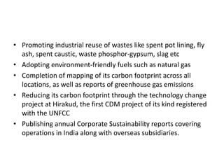 Aditya birla (sustainable initiatives) | PPTX | Power and Energy Industry | Industries