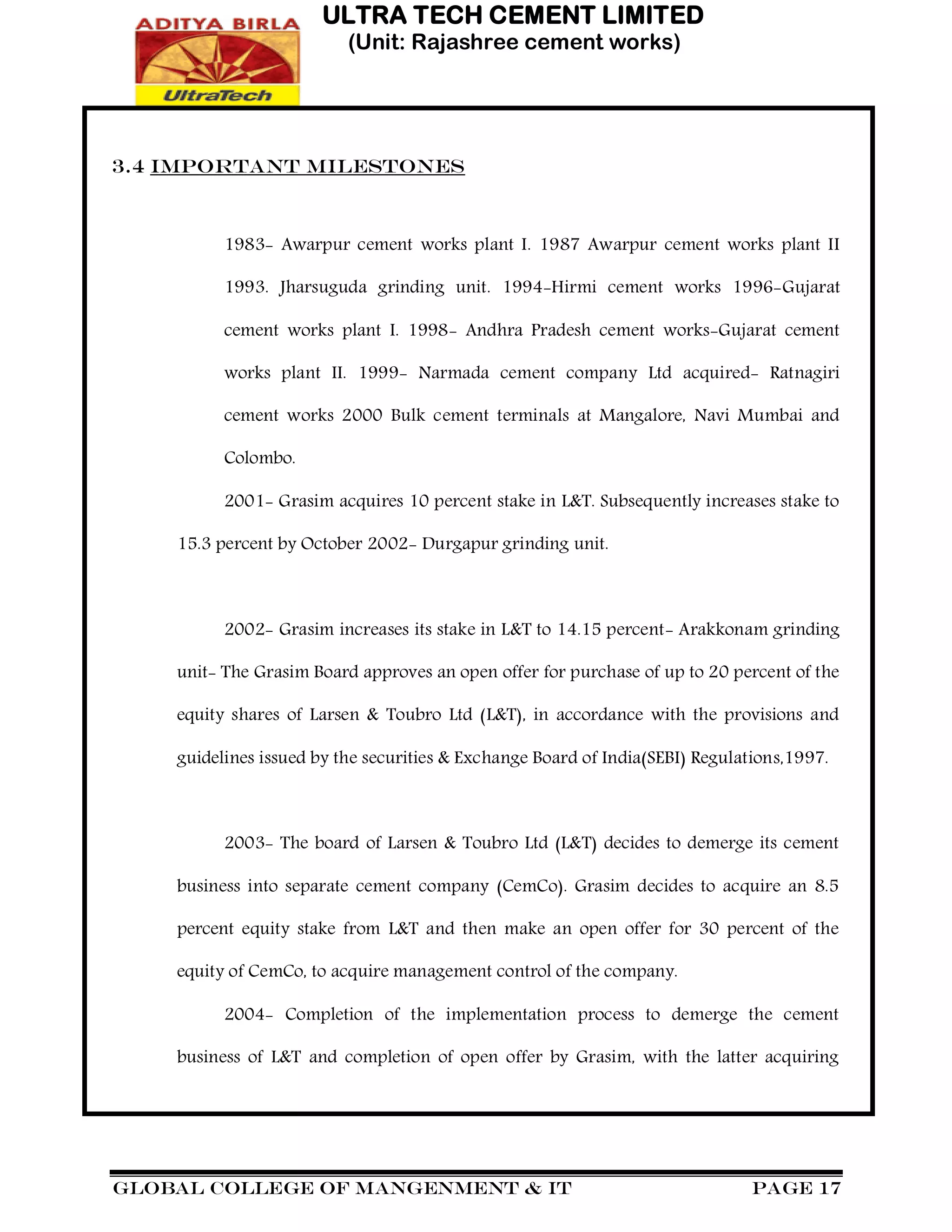 Aditya birla ultratech cement | PDF