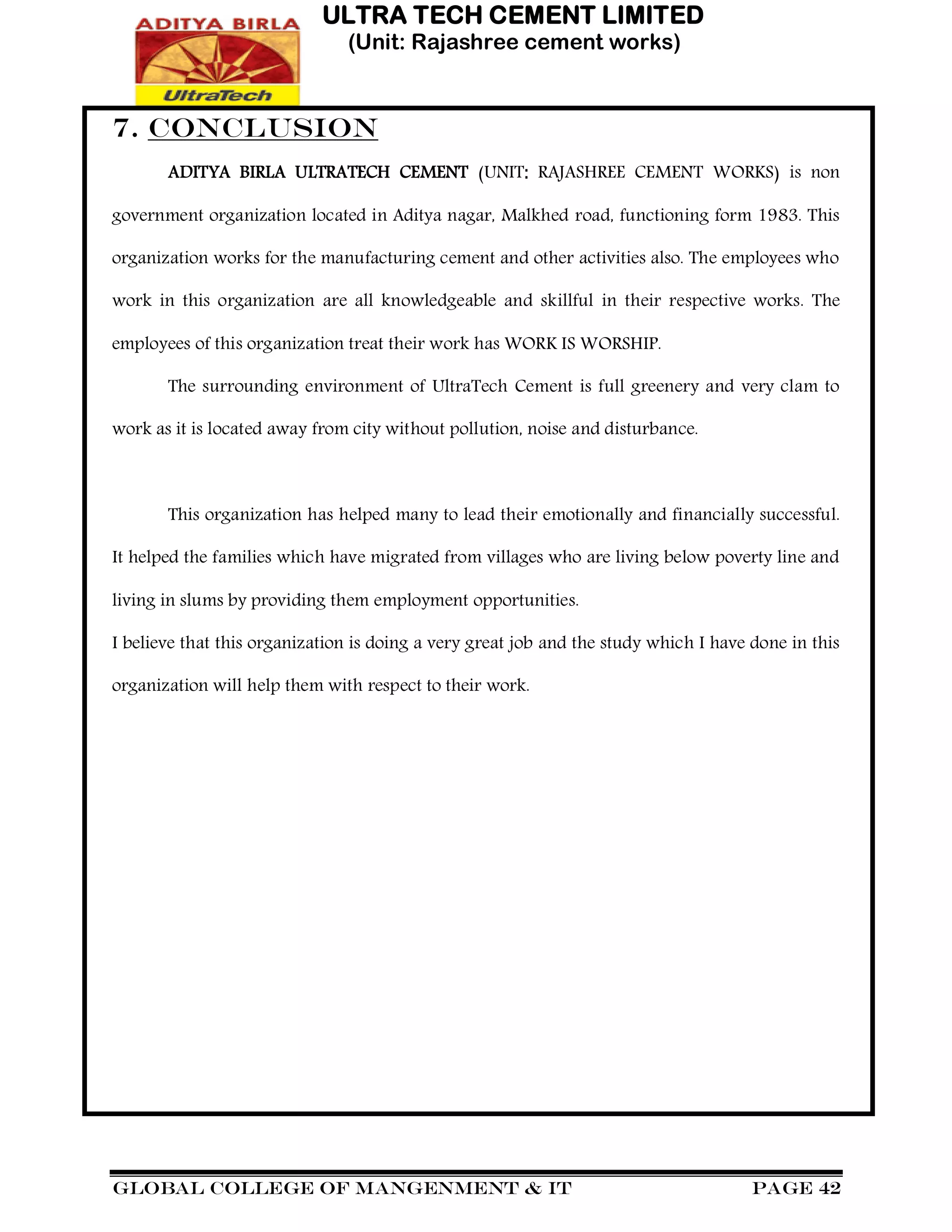 Aditya birla ultratech cement | PDF