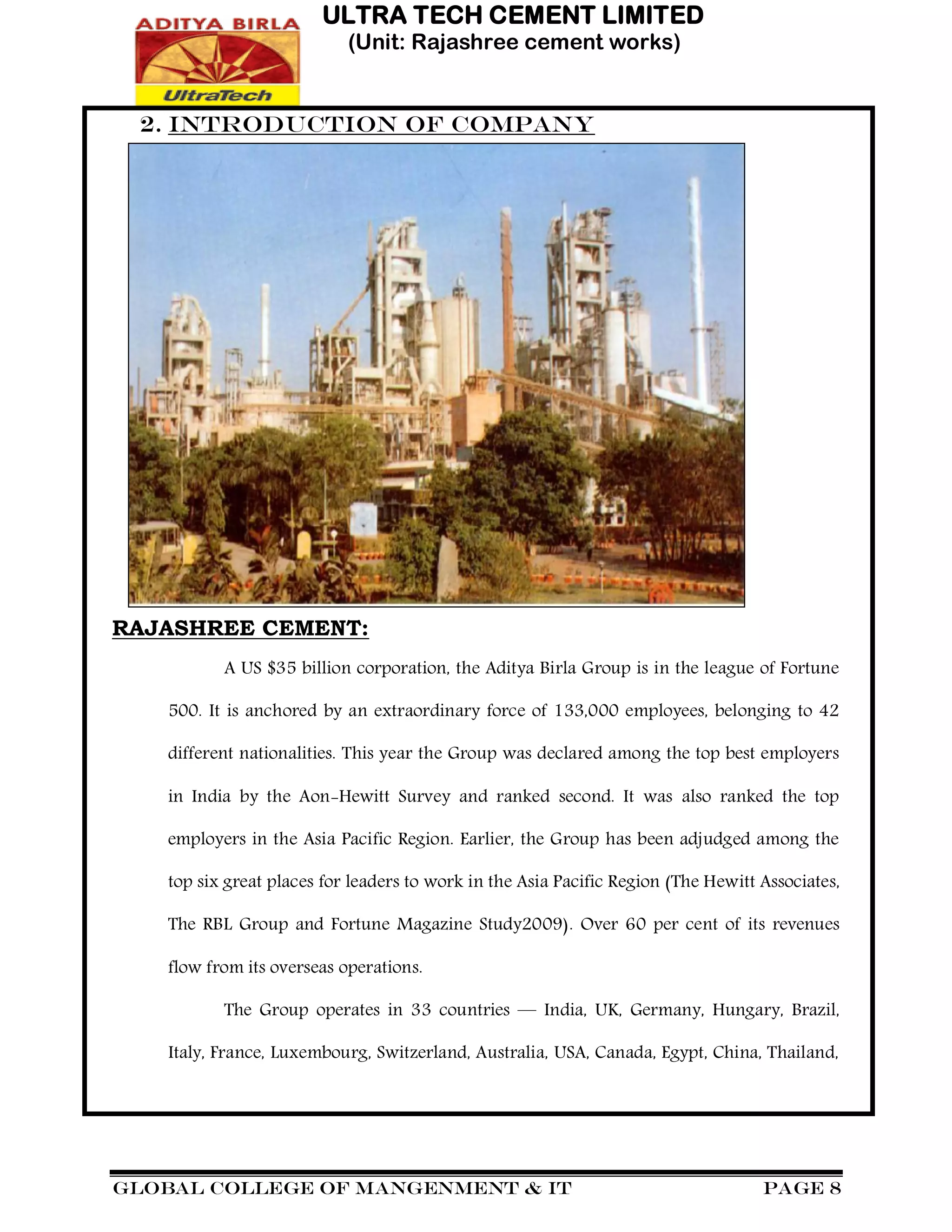 Aditya birla ultratech cement | PDF