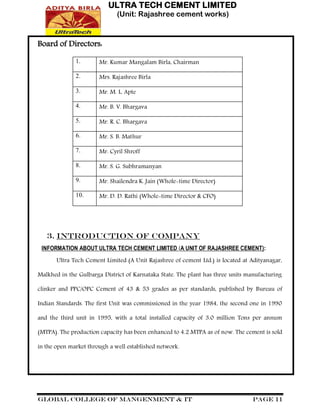 Aditya birla ultratech cement | PDF