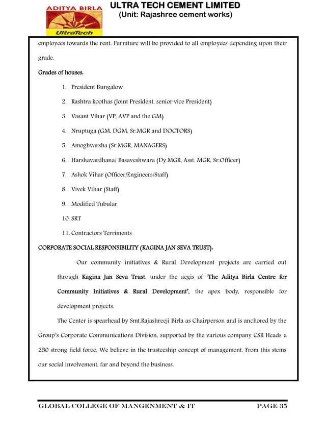 Aditya birla ultratech cement | PDF