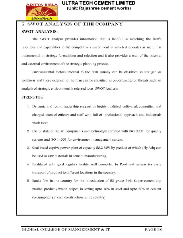 Aditya birla ultratech cement | PDF