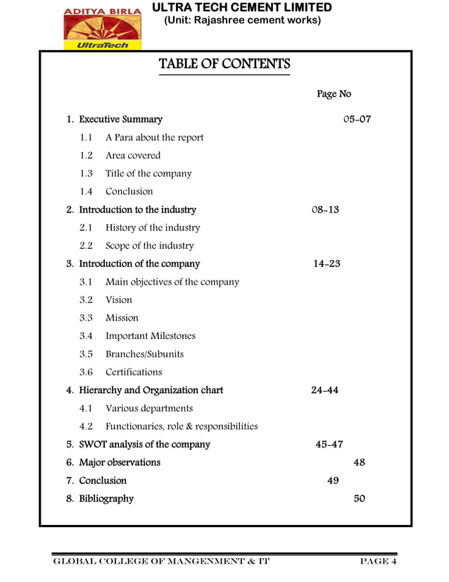 Aditya birla ultratech cement | PDF