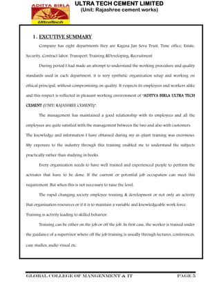 Aditya birla ultratech cement | PDF