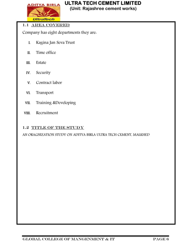 Aditya birla ultratech cement | PDF