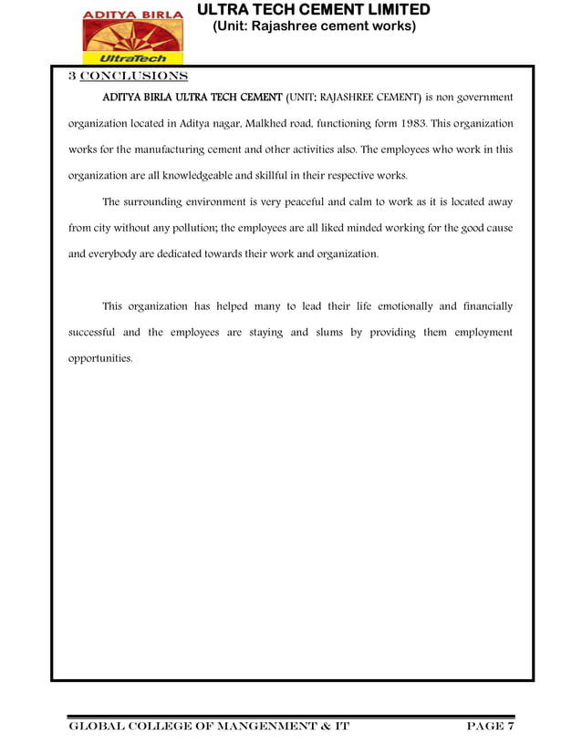 Aditya birla ultratech cement | PDF