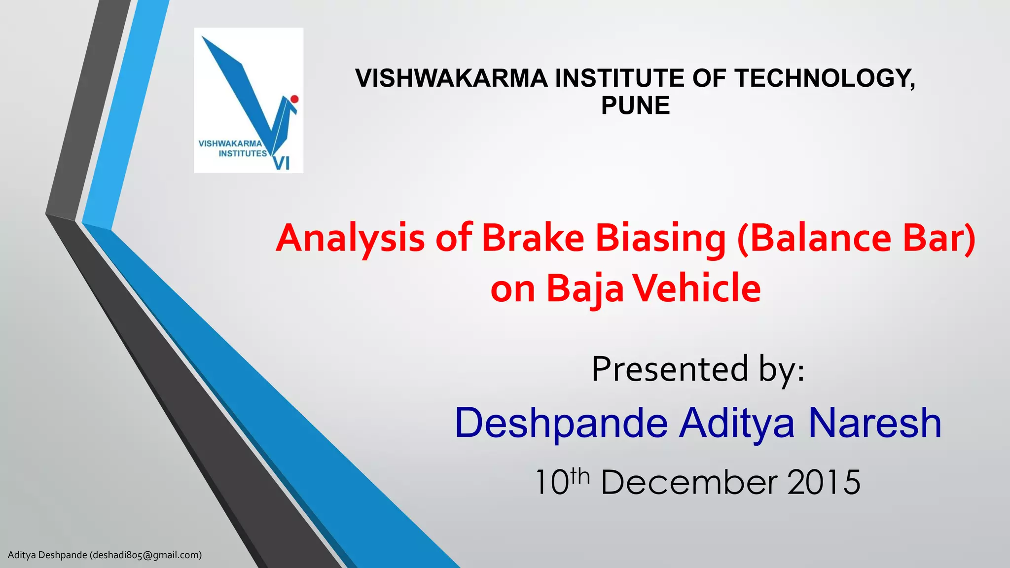 Analysis of Brake Biasing (Balance Bar) on Baja Vehicle | PDF