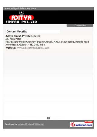 Aditya Finfab Private Limited, Ahmedabad, Laces | PDF