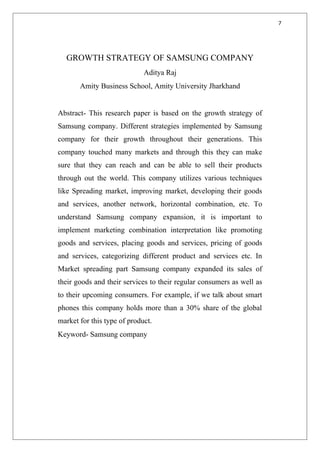 Growth Strategy Of Samsung Company By Aditya Raj | PDF