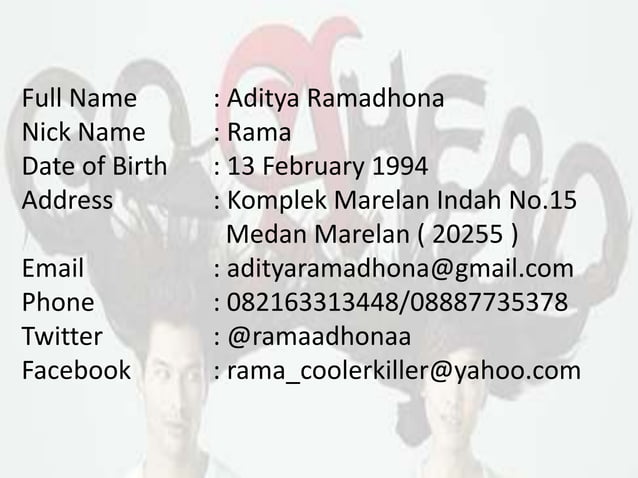 Aditya Ramadhona personal data | PPT