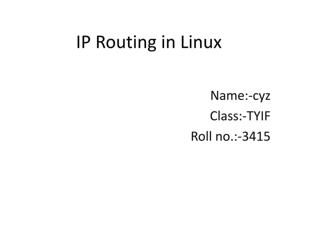 IP routing in linux | PPT