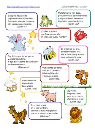 Adivinanzas de-animales | PDF