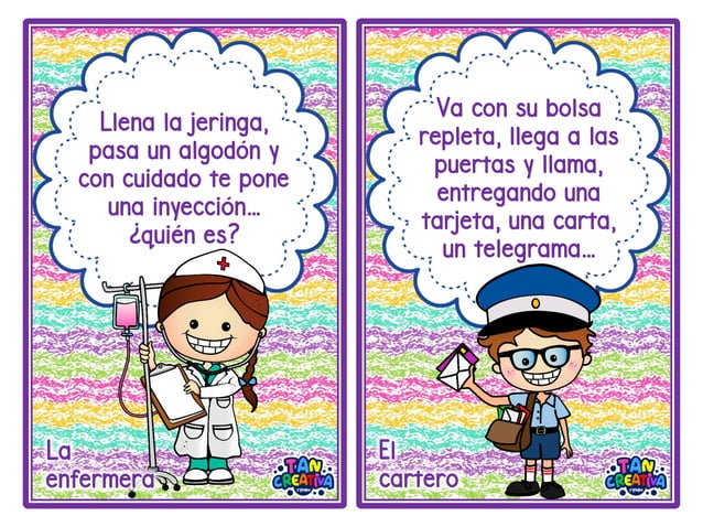 Adivinanzas de profesiones y oficio para niñoss. | PDF