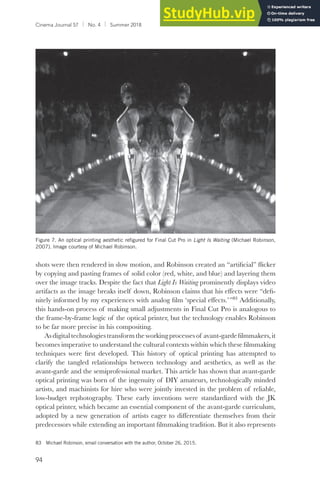 A DIY Come-On A History Of Optical Printing In Avant-Garde Cinema | PDF