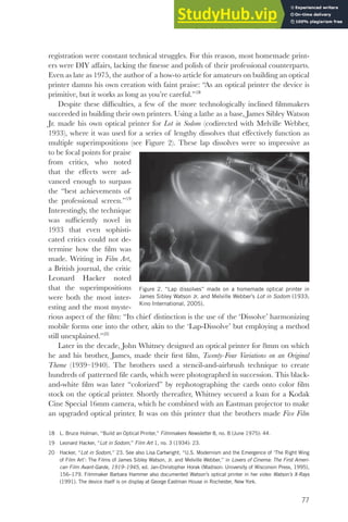 A DIY Come-On A History Of Optical Printing In Avant-Garde Cinema | PDF