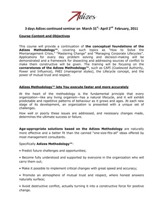 Adizes seminar 3 days | PDF