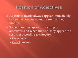 Adjectives, adverbs and preposotions | PPTX