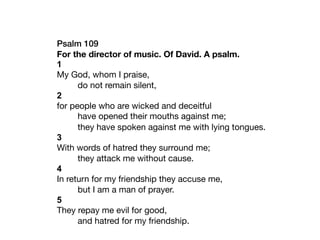 Adjacent psalms that tell a story part 3 - Psalm 109 and 110 | PPT