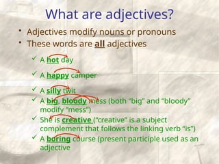 Using Adjectives and Adverbs Correctly PPT | PPTX