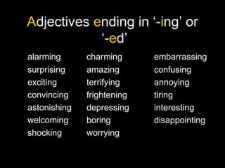 Adjectives ending in '-ing' or '-ed' | PPT