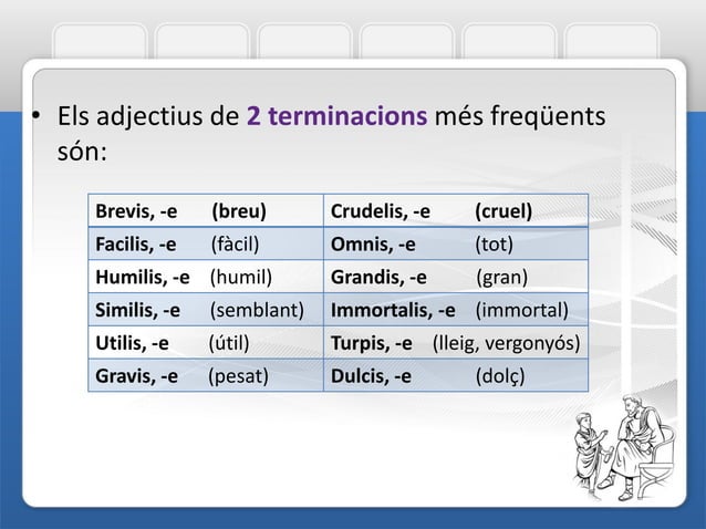 Adjectius 2 i 1 terminacions | PPT
