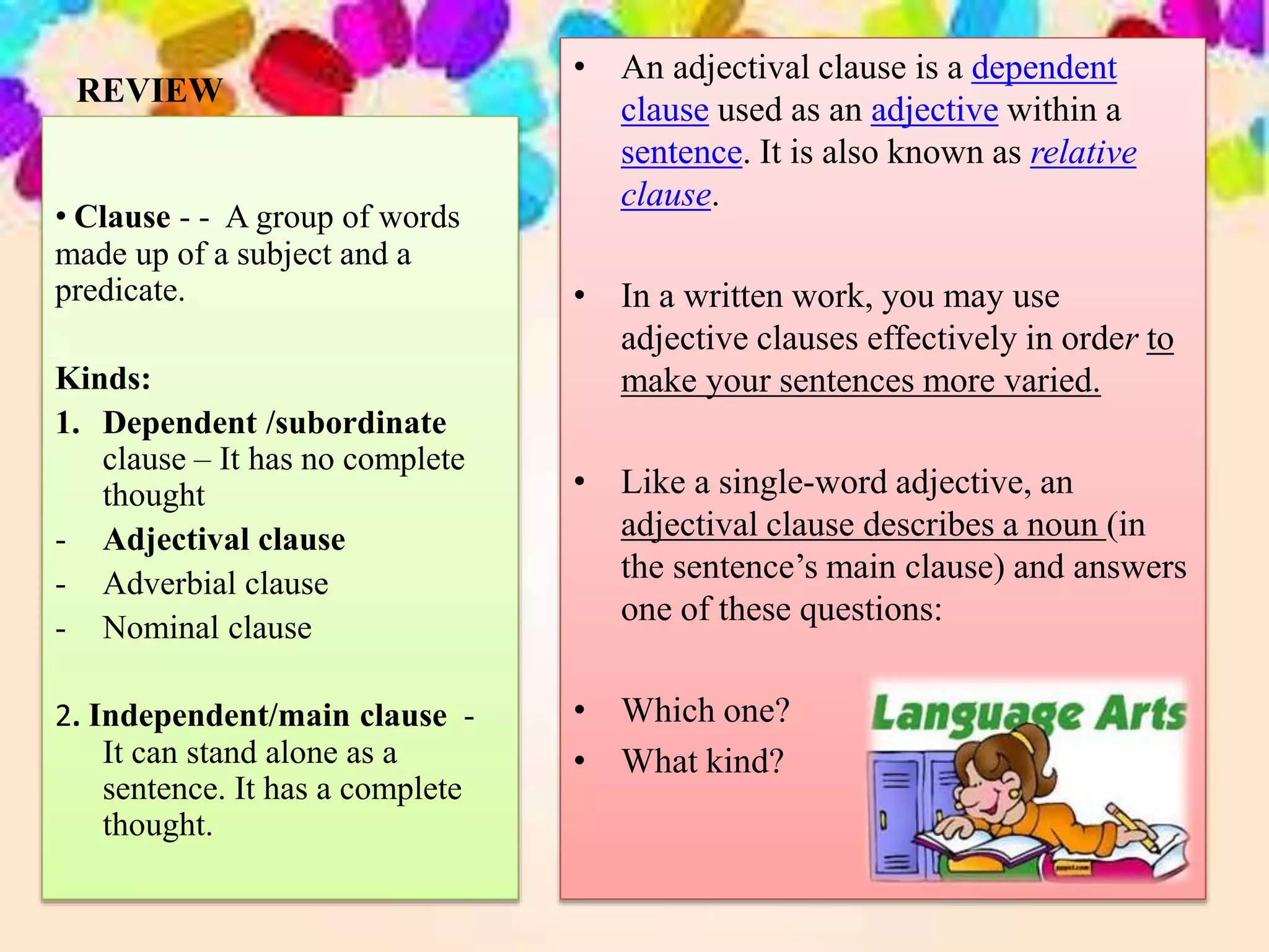 Adjectival clause | PPTX