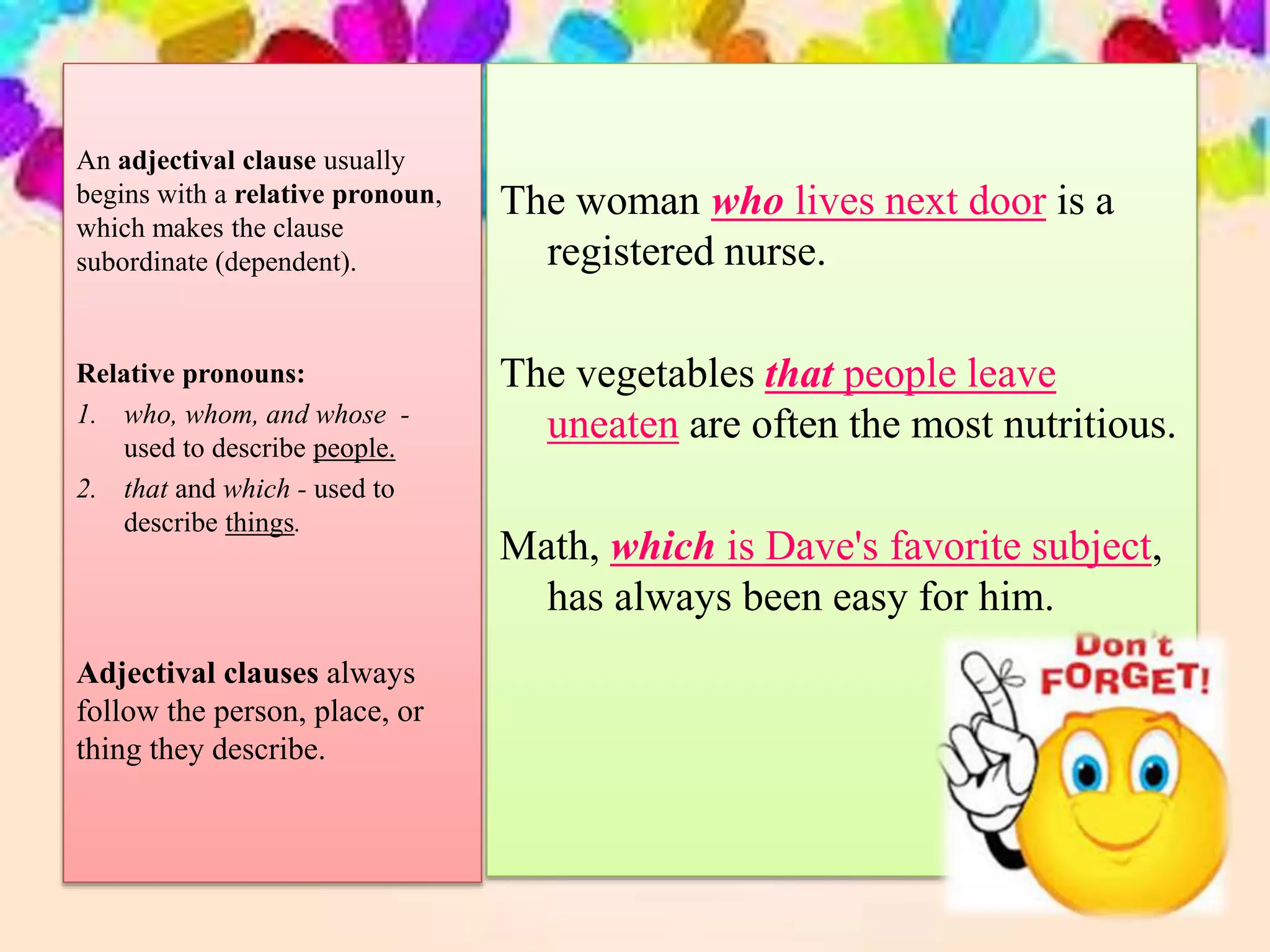 Adjectival clause | PPTX