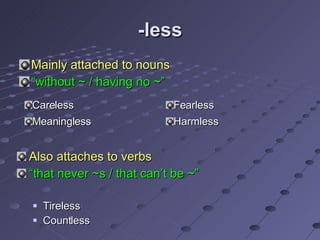 Adjectivalisation Suffixes | PPT