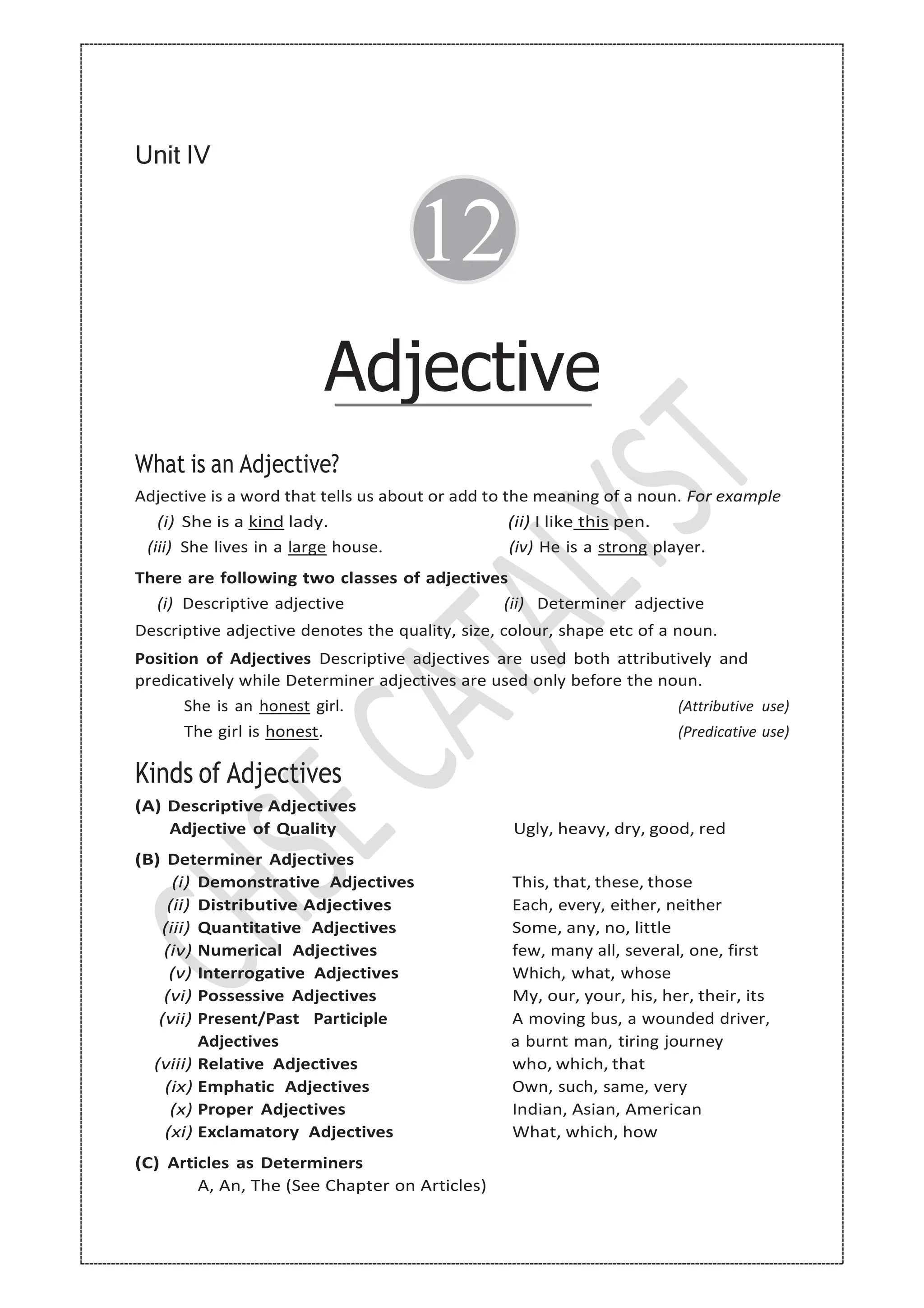 Adjective in english grammar very helpful topic for youths | PDF