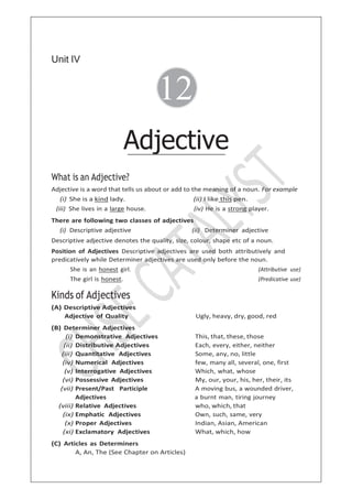 Adjective in english grammar very helpful topic for youths | PDF