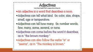 Materi bahasa inggris part of speech Adjective | PPTX