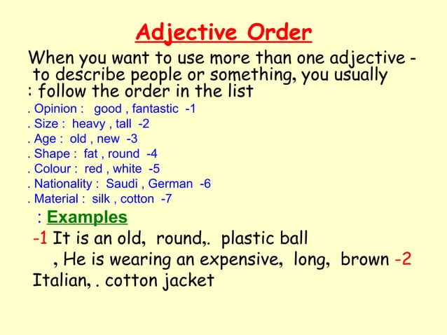 Adjective Order | PPT