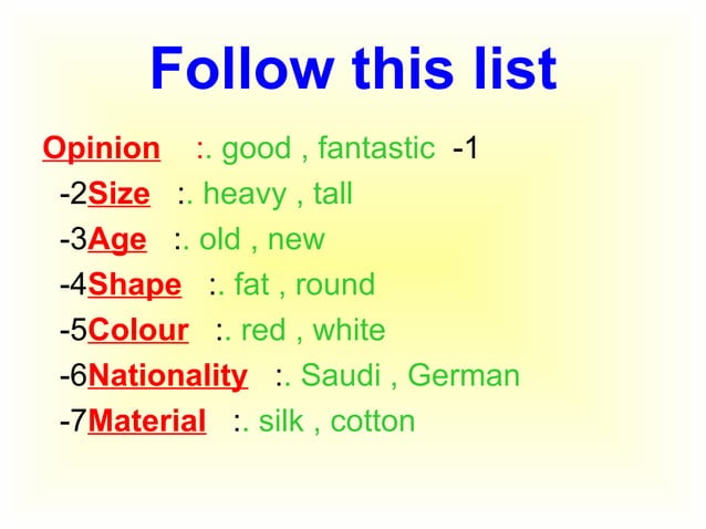 Adjective Order | PPT