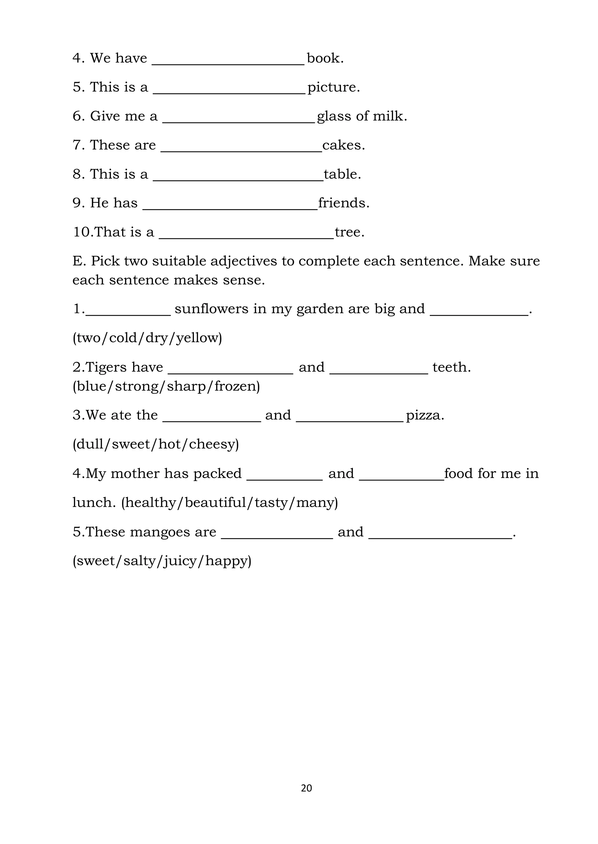 Adjective worksheet | PDF
