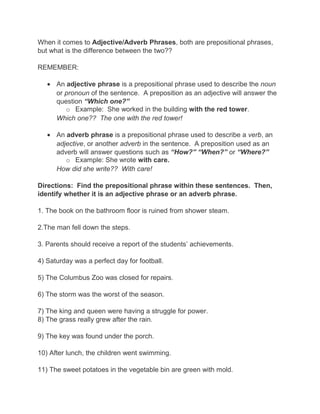 Adjective+adverb+phrase+lesson+plan | DOC