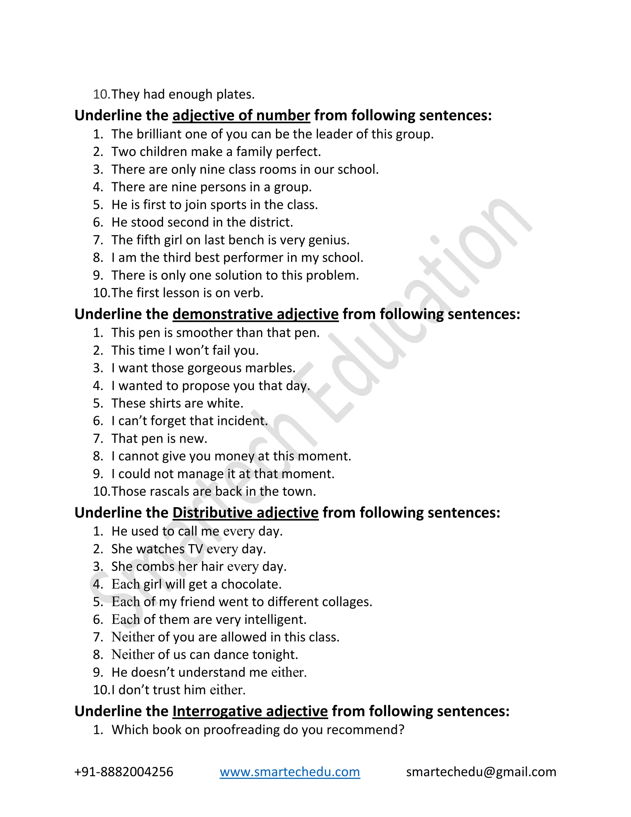 Adjective Assignment | PDF