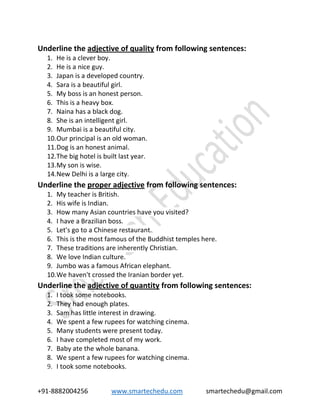 Adjective Assignment | PDF