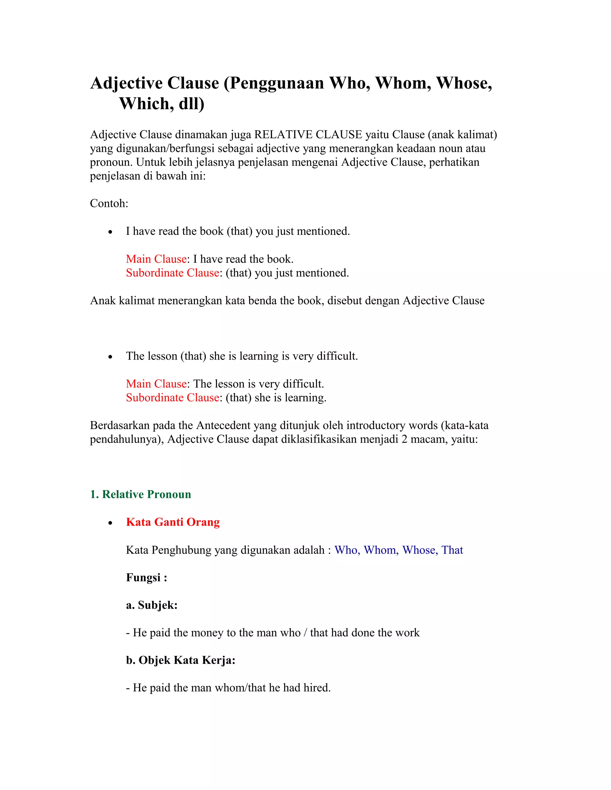 Adjective clause | PDF