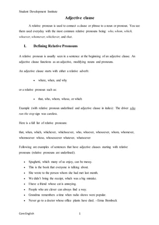 English Grammar Adjective clause | DOCX