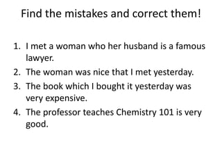 Adjective clause exercise | PPTX | Celebrity Families | Pop Culture